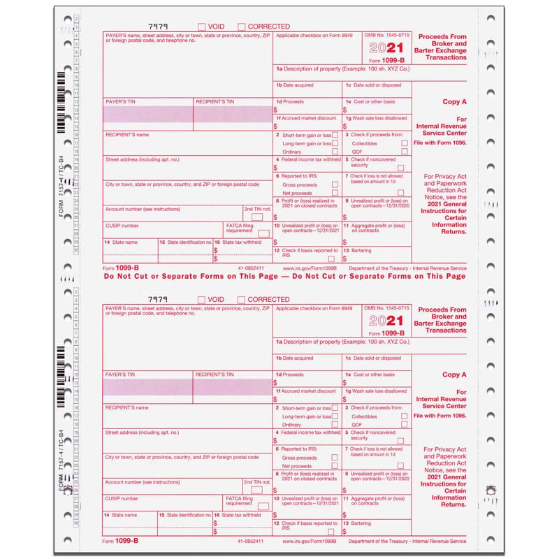 1099-B Continuous 4-Part Form - 2up